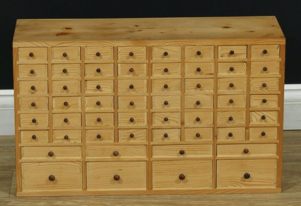 Vintage Pine Table Top Seed Collector's Bank of Drawers - Belvoir ...