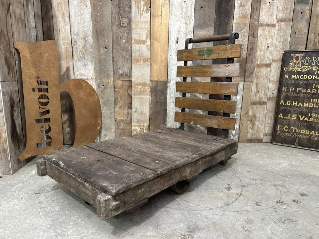 Antique Victorian Railwayana Pine Luggage Porter's Trolley Bogey, c ...