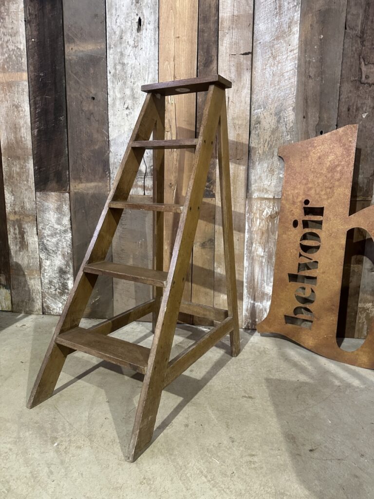 Antique Set Edwardian Oak Library Workshop Step Ladders , c 1900 ...