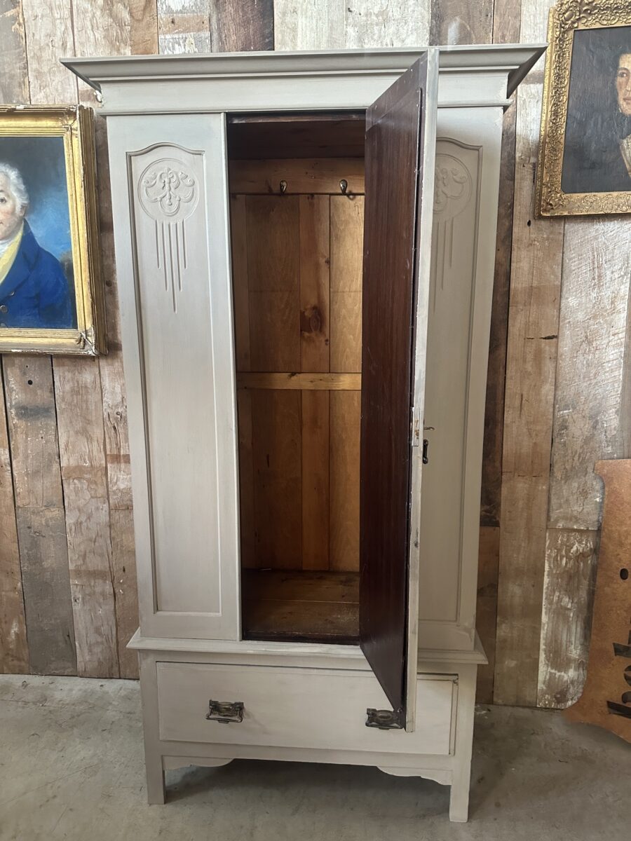 Antique Art Nouveau Mahogany Chalk Painted Single Wardrobe - Belvoir ...