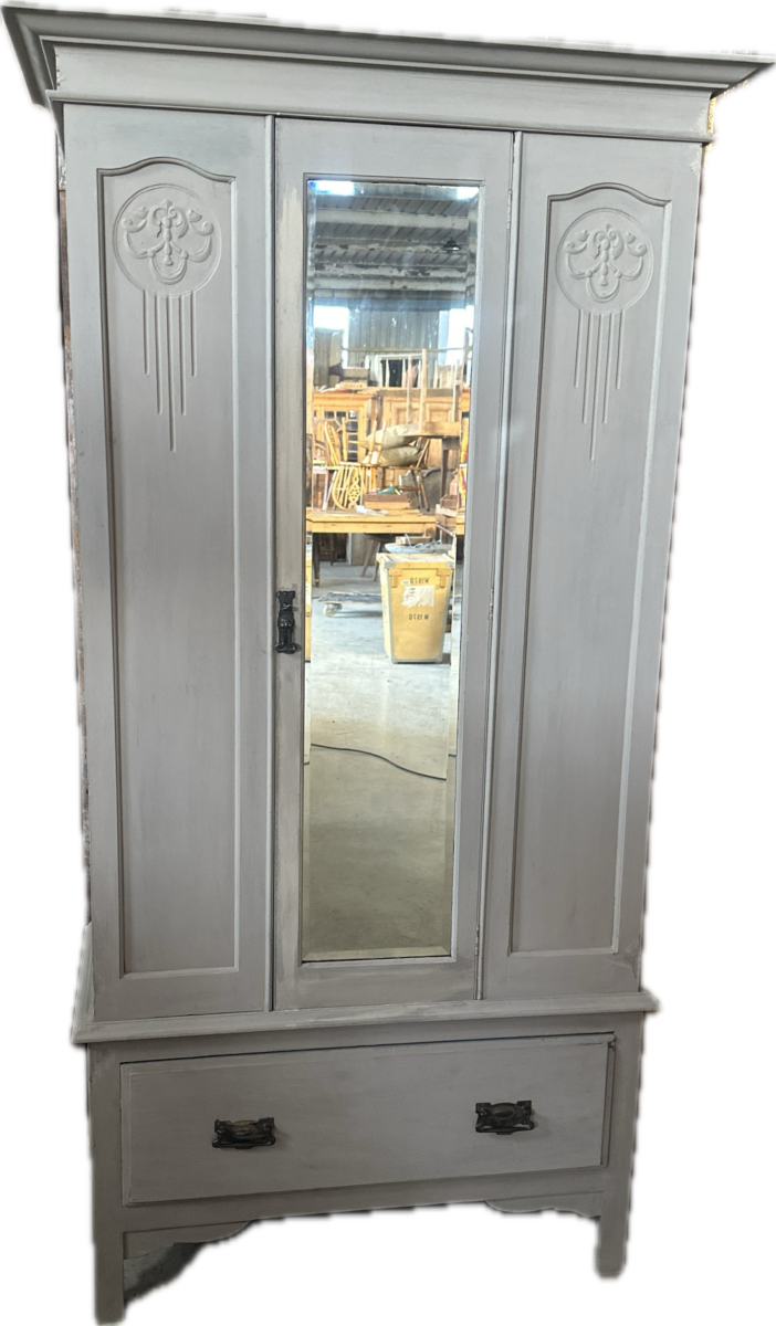 Antique Art Nouveau Mahogany Chalk Painted Single Wardrobe - Belvoir ...