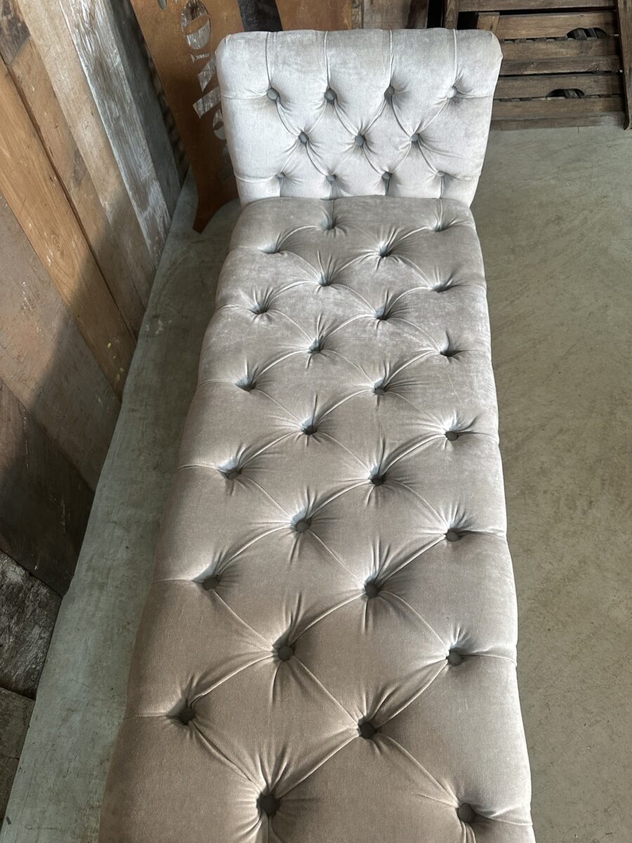 Vintage Upholstered Chesterfield Buttoned Window Dressing Seat Bench ...