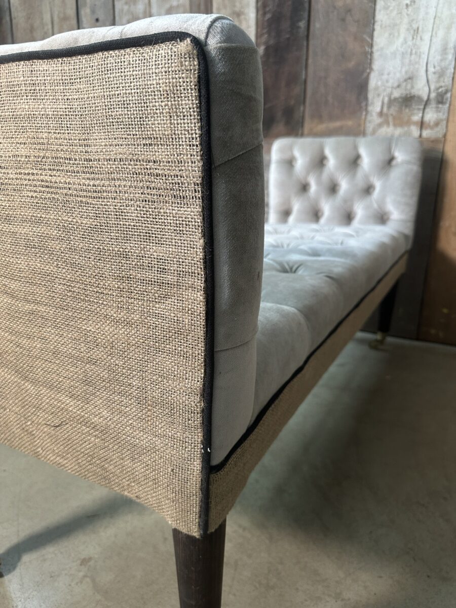 Vintage Upholstered Chesterfield Buttoned Window Dressing Seat Bench ...