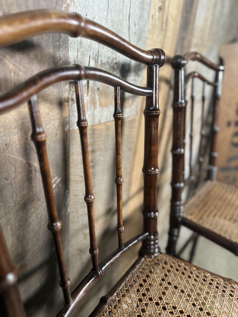 Antique Pair Aesthetic Cane Seated Period Bedroom Salon Chairs, c 1890 ...