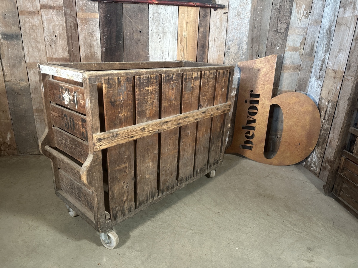 Vintage French Pine Laundry Industrial Chariot Cart - Belvoir Antiques ...