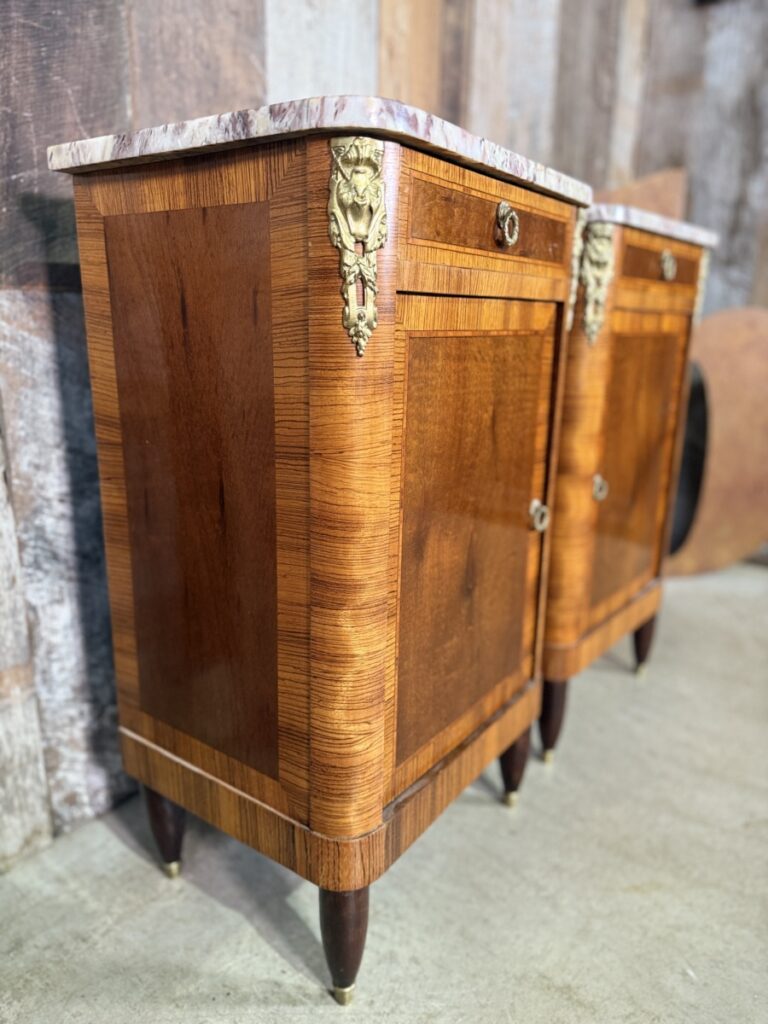 Antique Pair French Walnut Second Empire Bedside Marble Top Nightstand ...