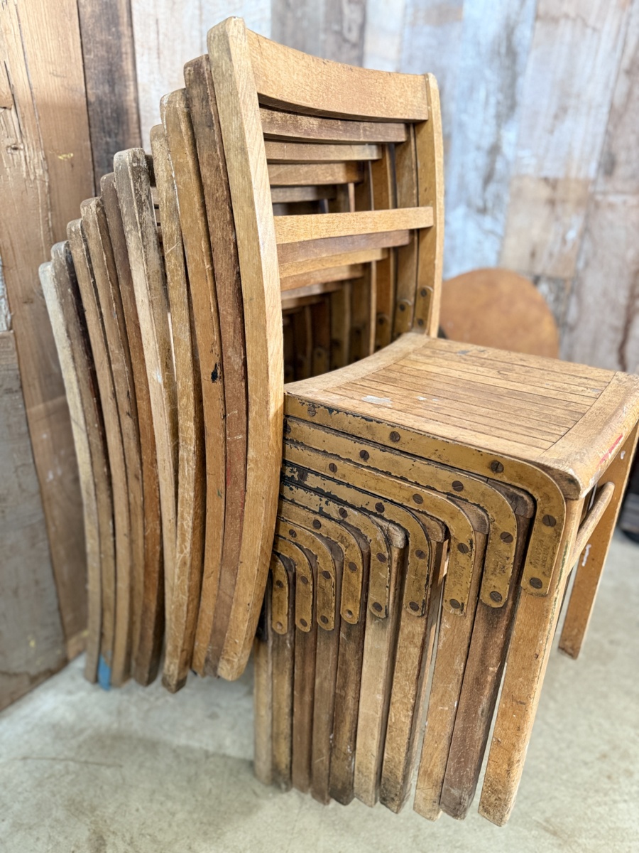 Vintage Set Ten School Stacking Assembly Chairs, c 1950 - Belvoir ...