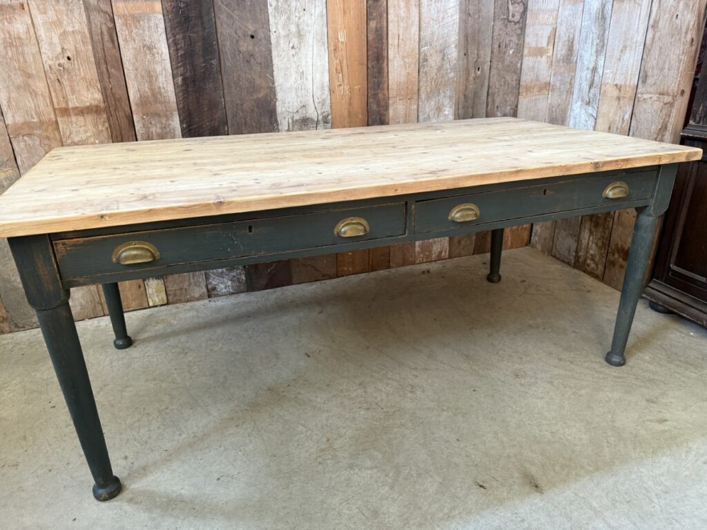 Antique Painted Pine Edwardian Library Dining Kitchen Dining Table ...